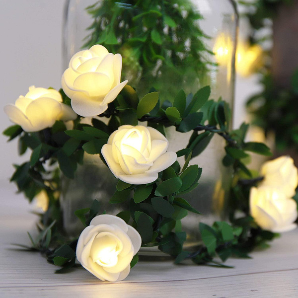 LED Flower String Light Rose Fairy Light Battery Operated LED Garland ...