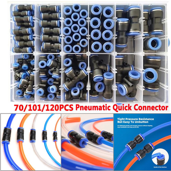 120/101/70PCS Pneumatic Quick Connectors Fittings Tube Straight Push in ...