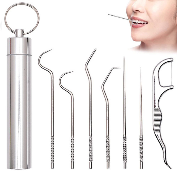 Portable Stainless Steel Toothpicks Pocket Set Dental Picks Reusable ...