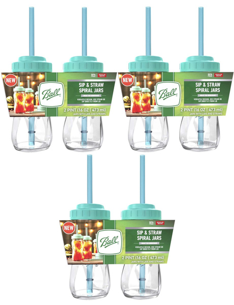 Ball Sip and Straw Spiral Mason Jars, 16 oz (Set of 6) | Wish