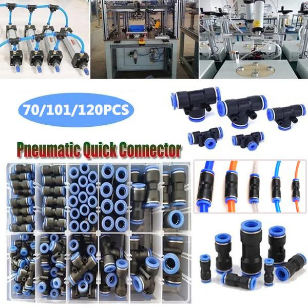 120/101/70PCS 4-16mm Pneumatic Quick Connectors Fittings Tube Straight ...