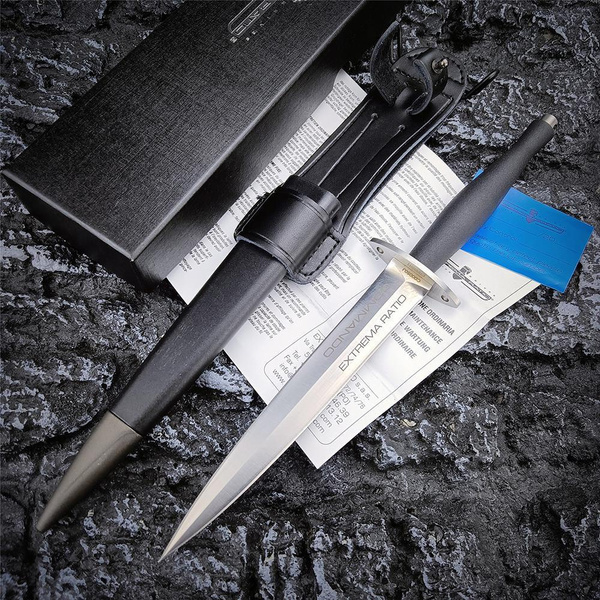 N690 Steel Extrema Ratio ER COMMANDO Double Blade Straight Knife Sharp ...