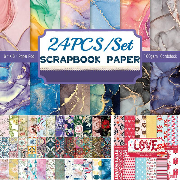 9 Types 24Pcs/Set Card Stock Pads Starry Sky, Flowers and Plants, Color ...