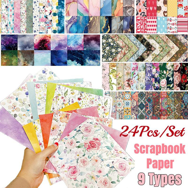 24 Sheets Starry Sky, Flowers and Plants, Color Marble Textured Pattern ...