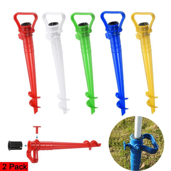 Beach Umbrella Sand Auger, 2 Pack Plastic Adjustable Sands Outdoor Base ...