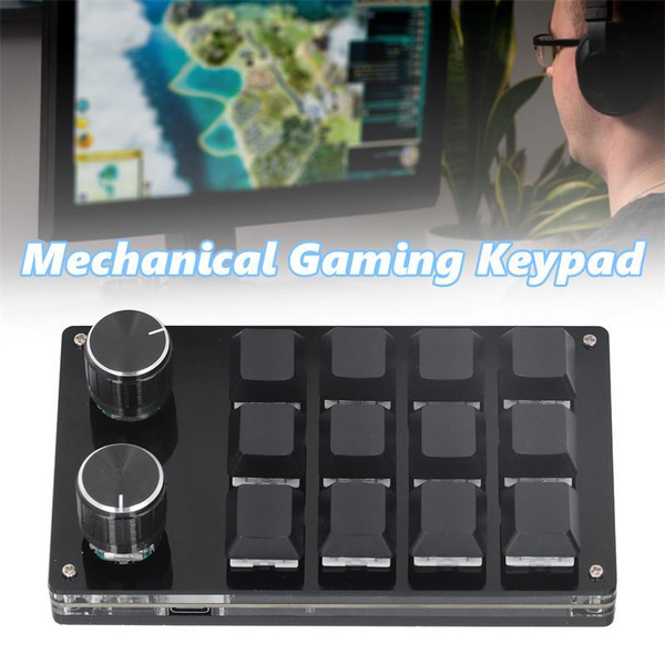 Mechanical Gaming Keypad 12 Keys 2 Knobs DIY Programmable With USB ...
