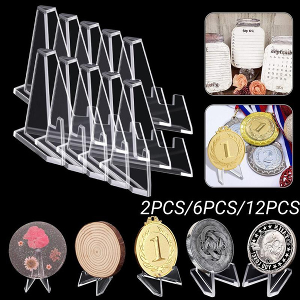 2PCS/6PCS/12PCS Acrylic Coin Display Stand Holders Small Easel Rack ...