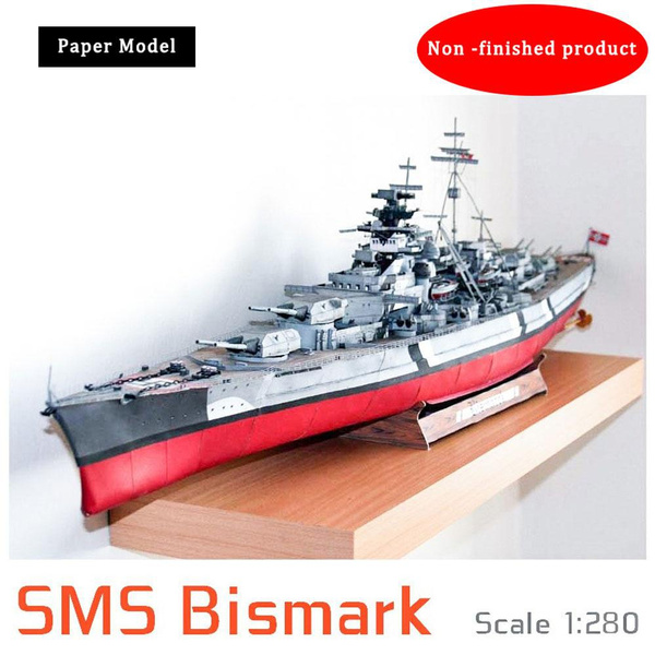 Paper Model Bismarck Battleship Assemble Model 1:280 Scale DIY Diorama ...