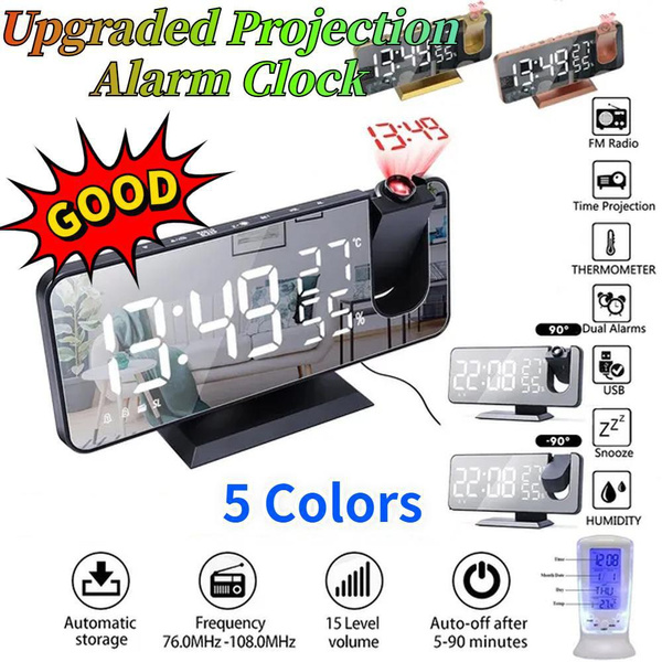 2024 NEW Upgraded Projection Digital Alarm Clock, Projection Alarm ...