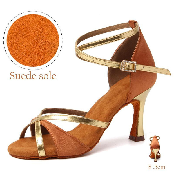 Girls Women Satin Latin Ballroom Dance Shoes 8.5CM High Heel Ladies ...