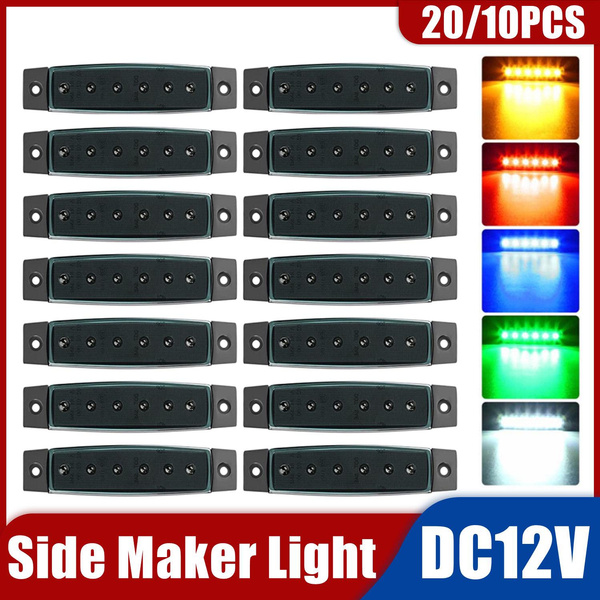 New Upgraded 12V 6 LED Waterproof Smoked Lens Side Markers Indicator ...