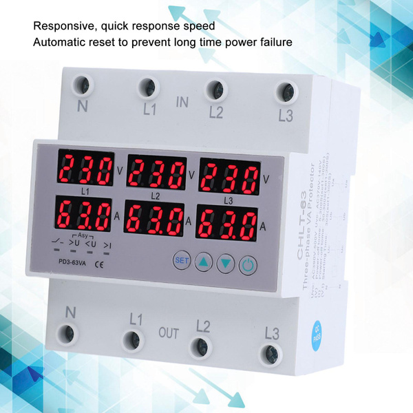 3 Phase Voltmeter Ammeter Adjustable Over And Under Voltage Current ...