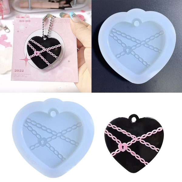 Heart Silicone Mold Chain Heart Resin Mold Keychain Pendant Silicone ...