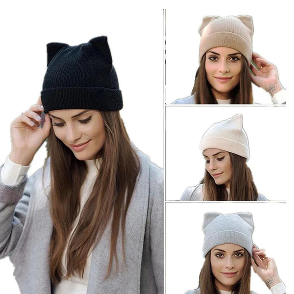 New Winter Hats Knitted Hat Hot Ears Cat Girl High Fashion Women Wool Skullies Women Cap Caps | Wish