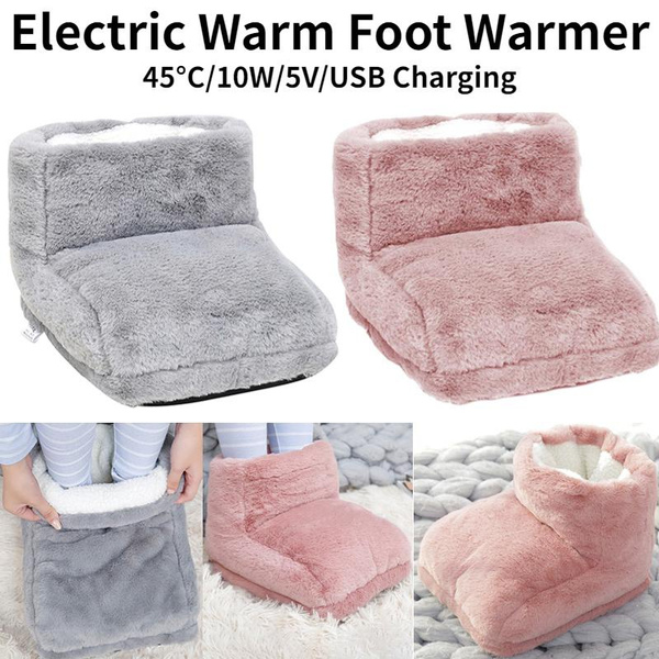 Unisex Electric Heated Foot Warmer Winter Home Office Plush Feet ...