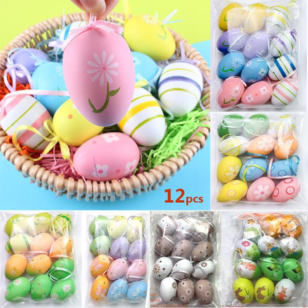 12 Pcs/set Plastic Easter Eggs Easter Basket Stuffer Cartoon Bunny ...