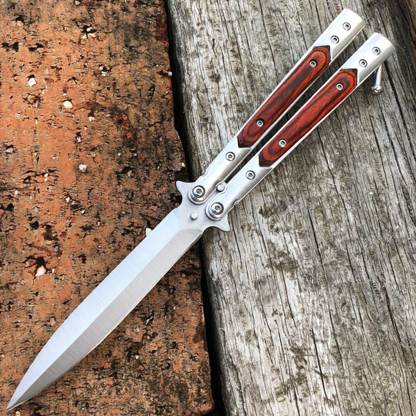 Butterfly Knife Wooden Handle Hidden Weapons Butterfly Knife Practice ...