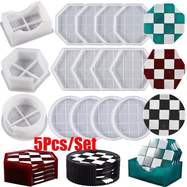 5Pcs/Set 3D Chess Resin Silicone Mold Set Chess Pieces And Chess Board ...
