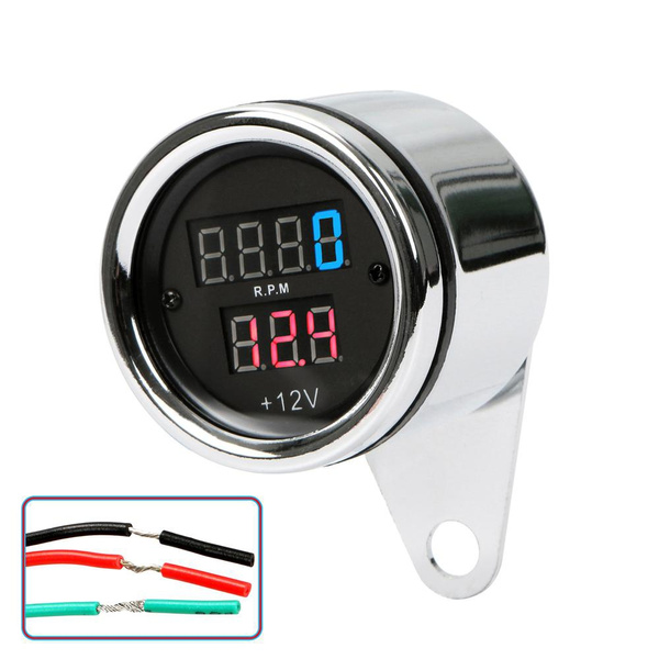 1 Pc Motorcycle LED Tachometer Digital Voltmeter Tachometer Gauge 12V ...