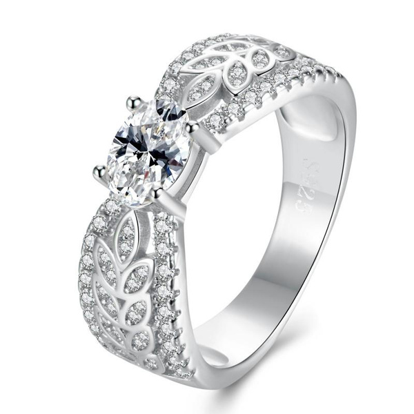 Women Exquisite Vintage 925 Sterling Silver Oval Diamond Fully-jewelled ...