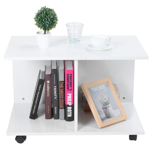 LED High Light Storage Shelf Movable Coffee Tea Table MDF Desk White | Wish