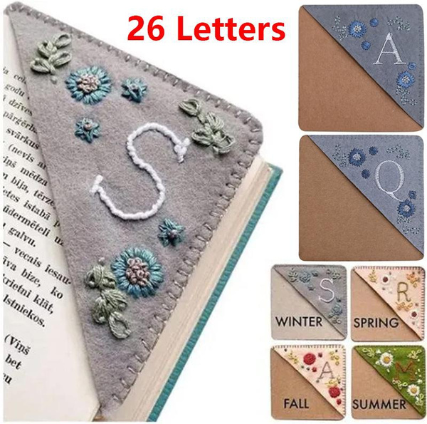 26 Letters Personalized Hand Embroidered Corner Bookmark, Four Seasons ...