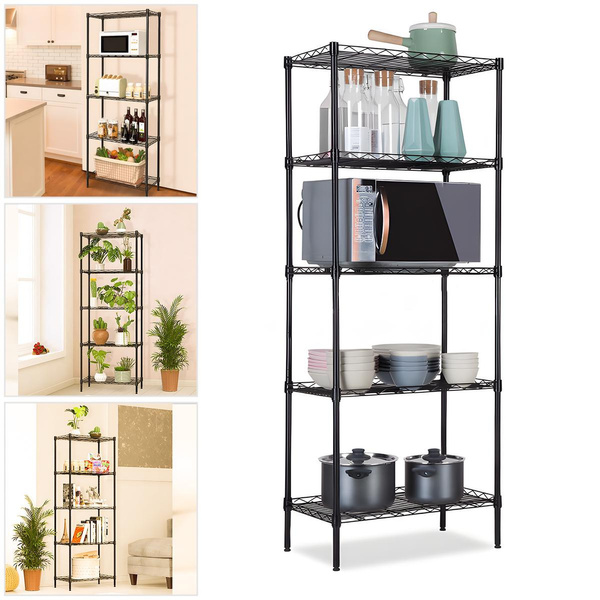 5 Tier Layer Shelf Adjustable Wire Metal Shelving Rack Garage Storage ... 5 Tier Layer Shelf Adjustable Wire Metal Shelving Rack Garage Storage ...