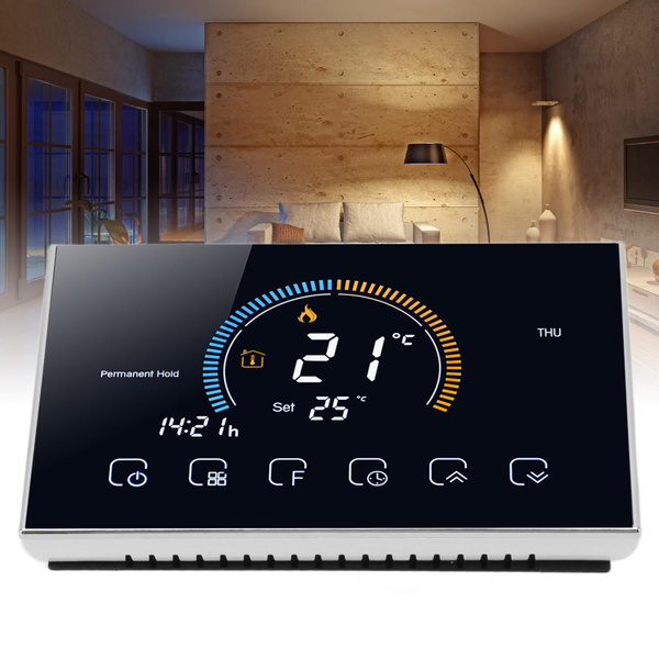 LCD Touch Screen Programmable Thermostat AC 95‑240V Black | Wish