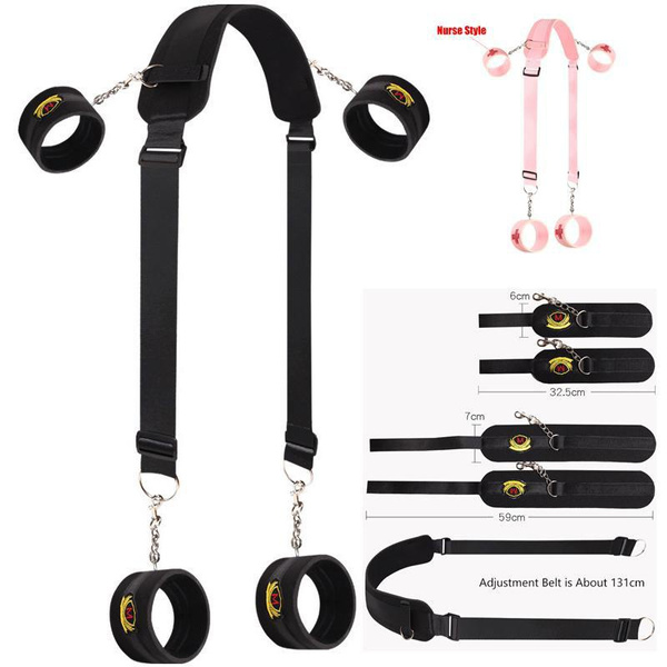 Nurse Flight Attendant Sailor Badges BDSM Sex Bondage Set with Handcuffs and Leg Straps Cuffs ...