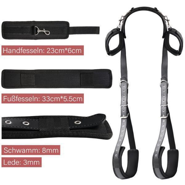 BDSM Sex Bondage Set with Handcuffs and Leg Straps Cuffs Adjustable ...