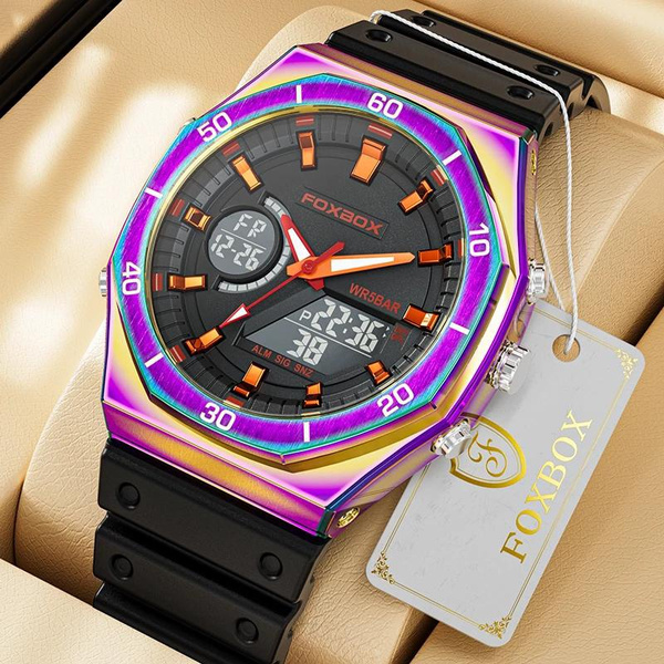 2023 LIGE Brand FOXBOX Sports Fashion Quartz Men's Watch Dual Display ...