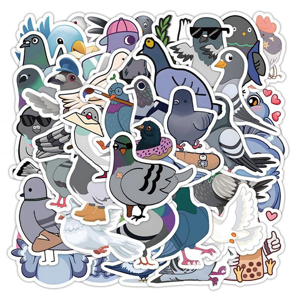10/60Pcs Funny Cartoon Cute Pigeon Stickers Columba Dove Bird Graffiti ...