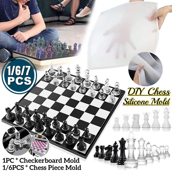 1/6/7PCS International Chess Pieces Checkers Checkerboard Crystal Mould ...