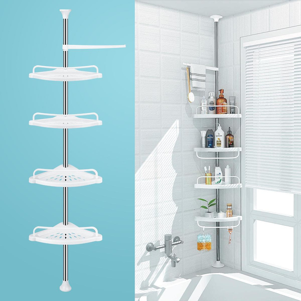 4 Tier Metal Shower Corner Pole Shelf Rack Bathroom Bath Storage Organizer | Wish