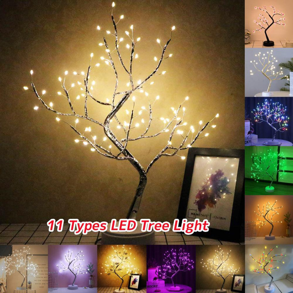 11 Types LED Tabletop Tree Light Touch Switch Decoration Light USB ...