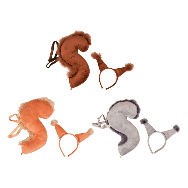 2pcs Squirrel Ears Shape Hairhoop Cosplay Costume Tail Headdress Solid ...