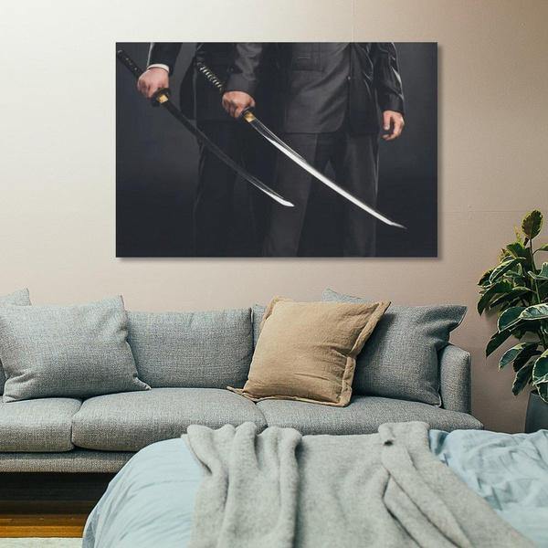 Man In Suit Katana Sword, Art Poster, Samurai Print on Canvas - Sword ...