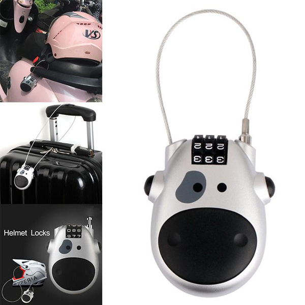 New Anti-theft Lock Bike Motorcycle Helmet Cable Steel Retractable ...