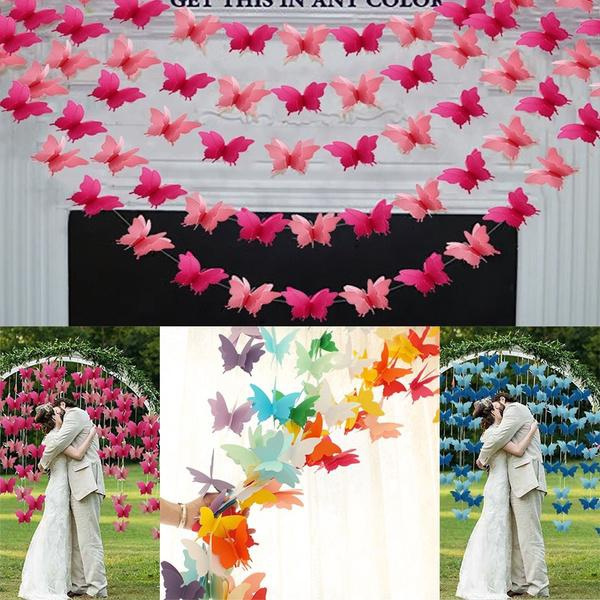 Colorful Butterfly Paper Garland Hanging Banner Wedding Birthday Party ...