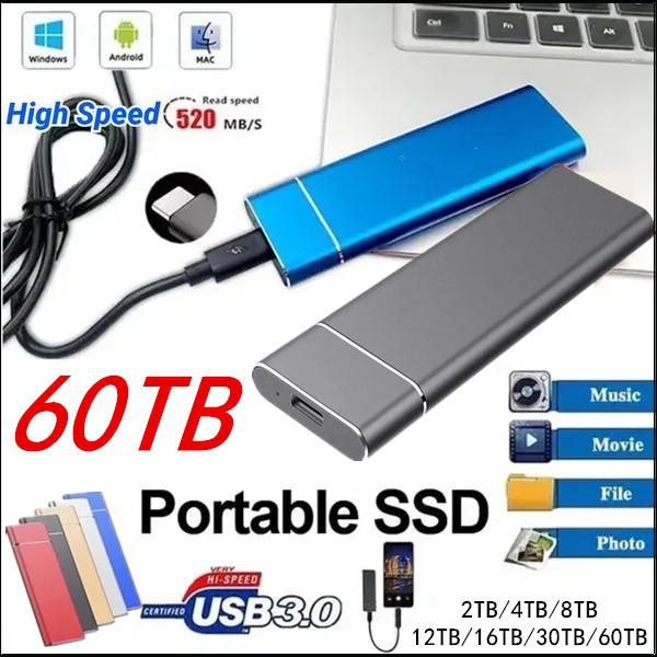 External Hard Drive SSD USB3.1 60TB External Solid State Drives Disk ...