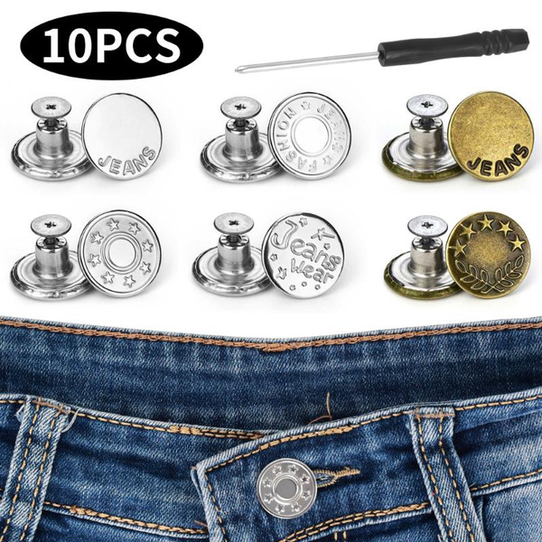 10Pcs Detachable Jeans Screw Button Snap Fastener Pants Pins Nail Free ...