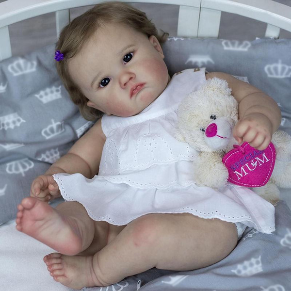 60cm Toddler Cute Girl Doll with Rooted Blonde Hair Soft Cotton Body ...