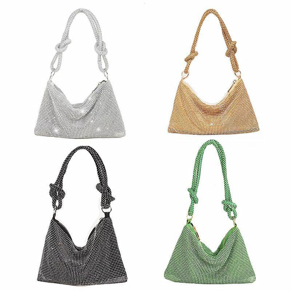 Women Chic Hobo Bag Rhinestone Evening Party Handbag Shiny Purse Clutch ...