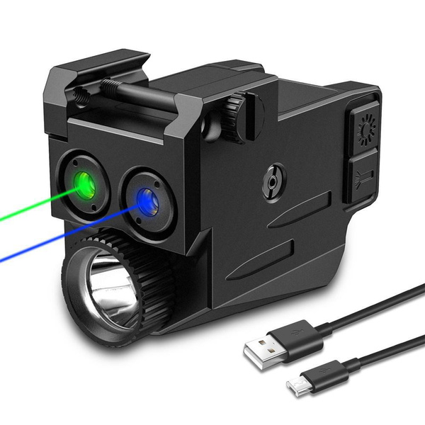 Max 500 Lumens Laser Sight Combo USB Recharge Hunting Tactical ...