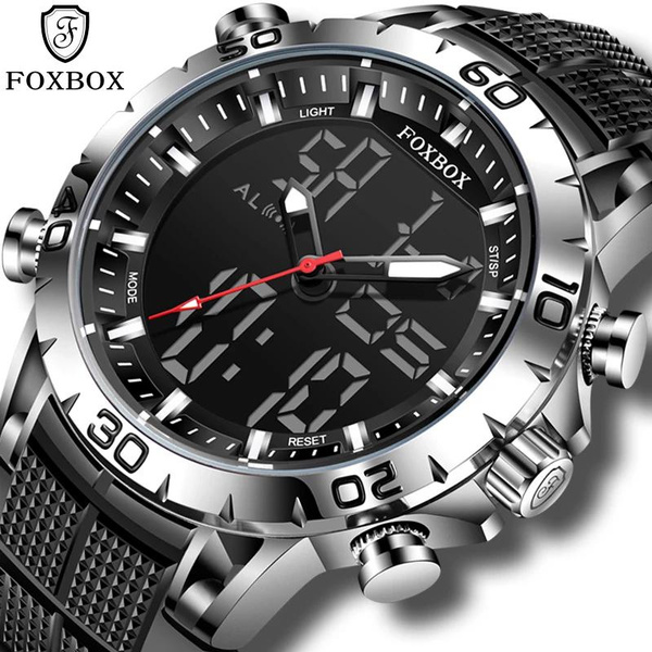 2023 New FOXBOX Mens Watches Dual Display Sport 50M Waterproof Digital ...