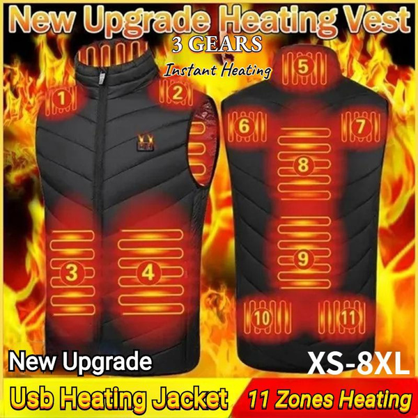New Upgraded 11 Areas Heated Vest Men Women Winter Warm Heated Jacket ...
