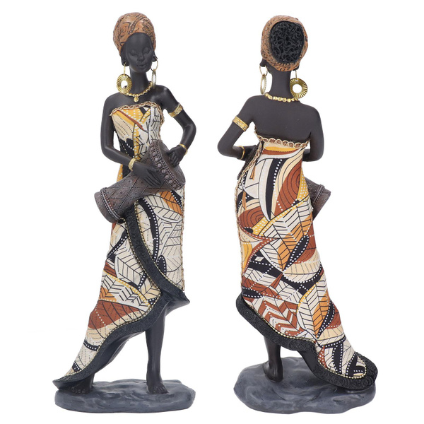 African Art Sculpture, Exquisite African Lady Resin Statue Display ...