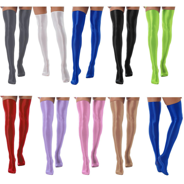 Nylon Shiny Thigh High Stockings Stay Up lingerie Pantyhose for Women ...