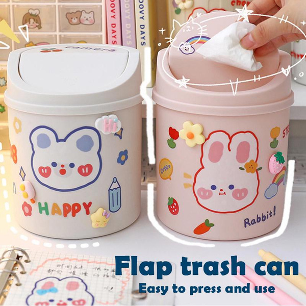 Cute Cartoon Desktop Mini Trash Can Organizer Pencil Holder Student ...