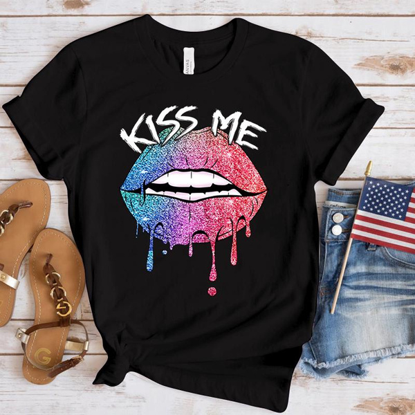 Fashion Unisex T-Shirt Valentine'S Day Kiss Me Print Designed Summer ...